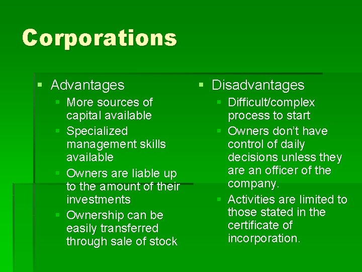 Business Structures Business Ownership Chapter 6 Major Types