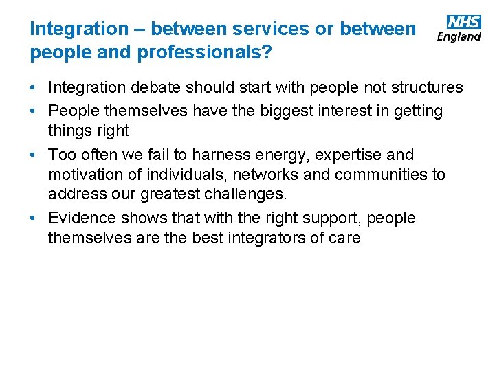 Integration CEOCommissioners Round Table Alison Austin NHS England