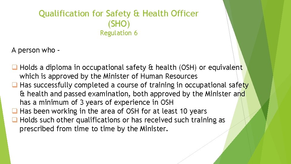 OCCUPATIONAL SAFETY AND HEALTH OSHA ACT 1994 By