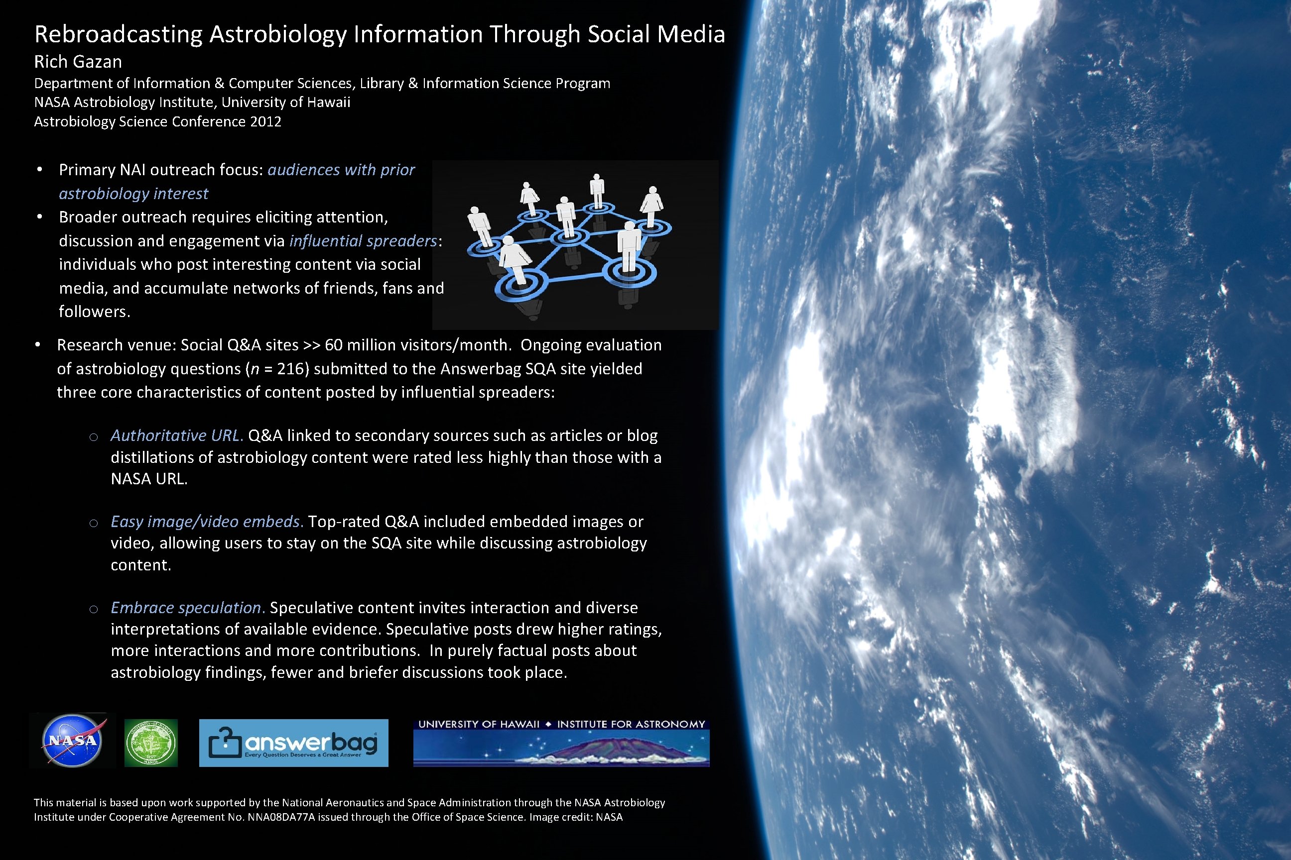 Rebroadcasting Astrobiology Information Through Social Media Rich Gazan