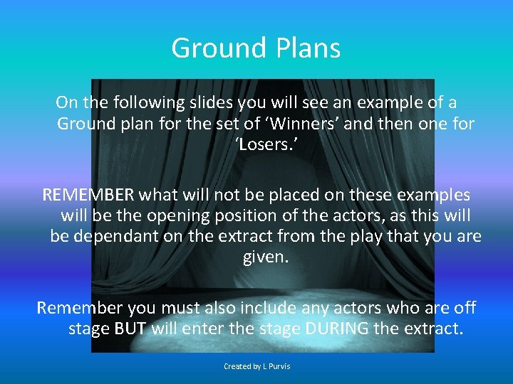 Higher Drama Ground Plan Revision Created by L