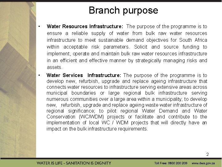 PRESENTATION OVERVIEW OF WATER TITLE INFRASTRUCTURE Presented by