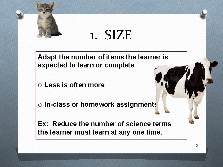 NINE TYPES OF ADAPTATIONS SUGGESTIONS FOR DIFFERENTIATING INSTRUCTION