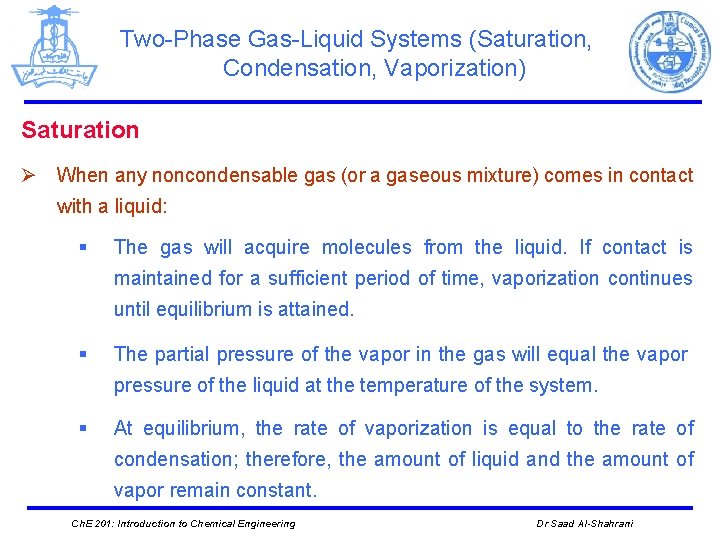 TwoPhase GasLiquid Systems Saturation Condensation Vaporization ...