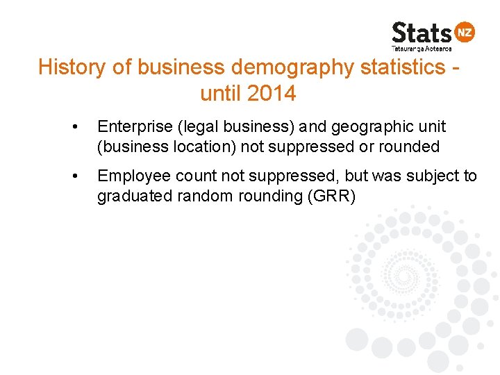 New Zealand Business Demography Statistics Noise for Counts