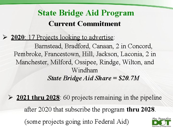 State Bridge Aid Program Update New Hampshire Municipal