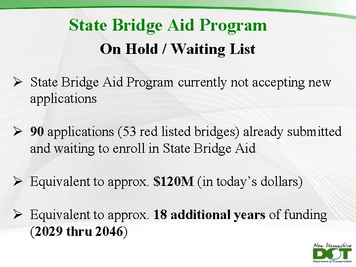 State Bridge Aid Program Update New Hampshire Municipal
