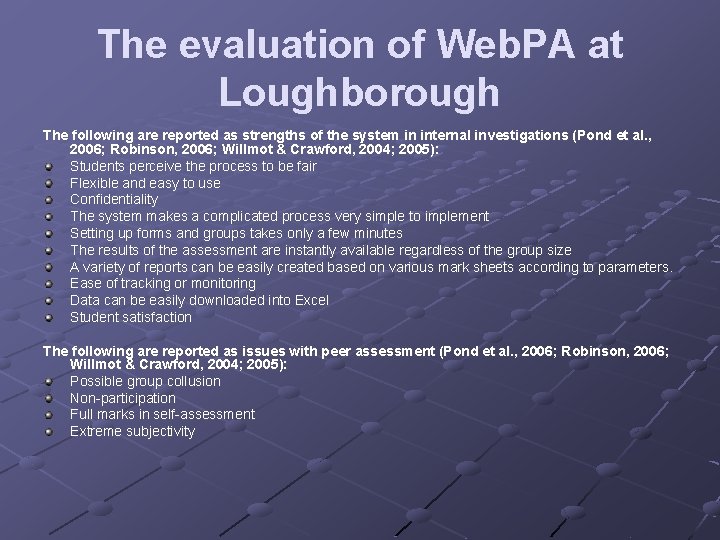 The Evolution of Web PA an online peer