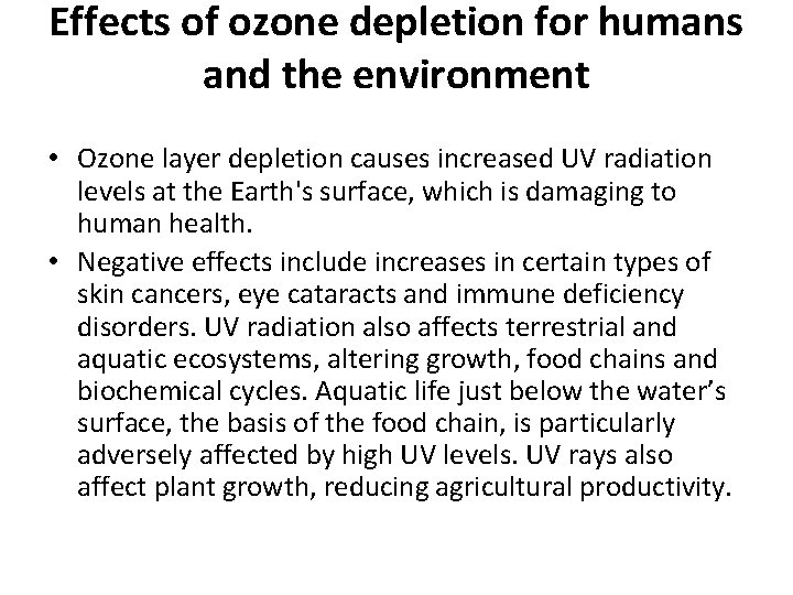 Ozone layer destruction GENERAL SEMESTER 4 TH Ozone