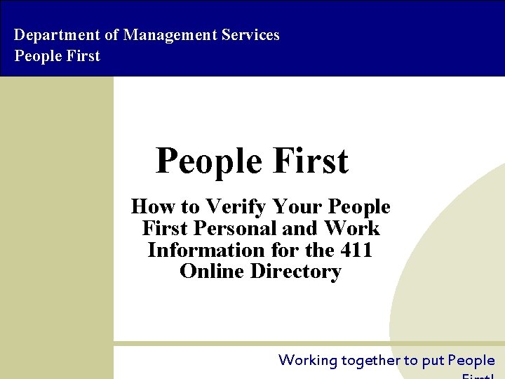 Department of Management Services People First How to