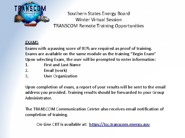 Southern States Energy Board Winter Virtualization Session TRANSCOM