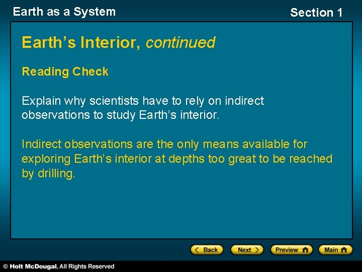Earth as a System Section 1 Earth A
