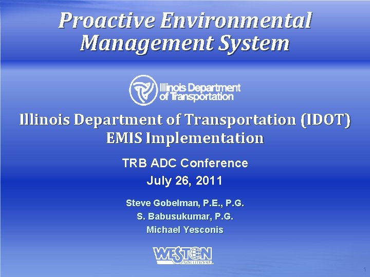 Proactive Environmental Management System Illinois Department of ...