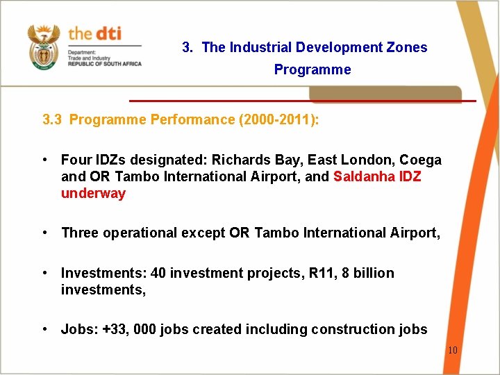 SPECIAL ECONOMIC ZONES POLICY BILL 2011 Presentation to