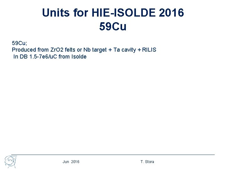 RIB intensity and purity Cross section Units for
