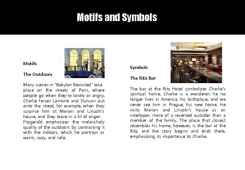Babylon Revisited Contents 1 Character List 2 Analysis