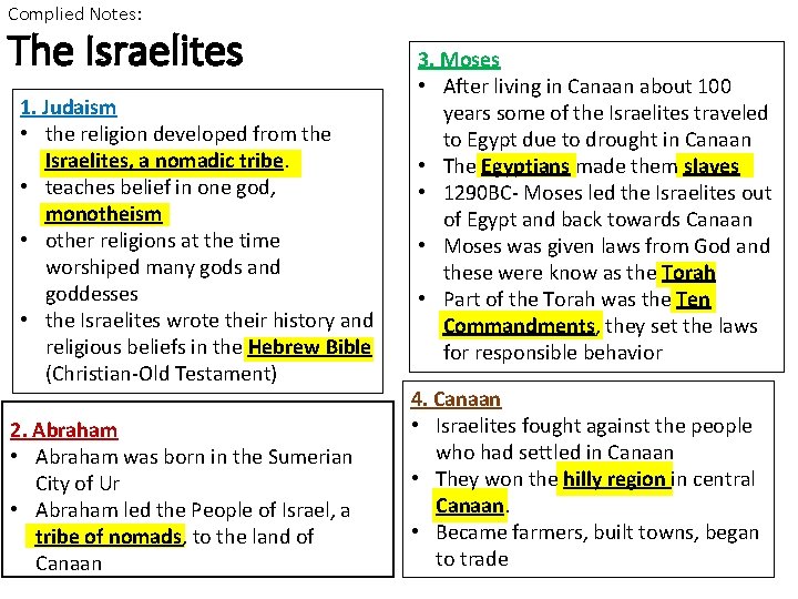 The Israelites Notes Judaism the religion developed from