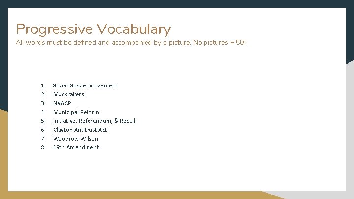 US History Vocabulary by Units Directions 1 Find