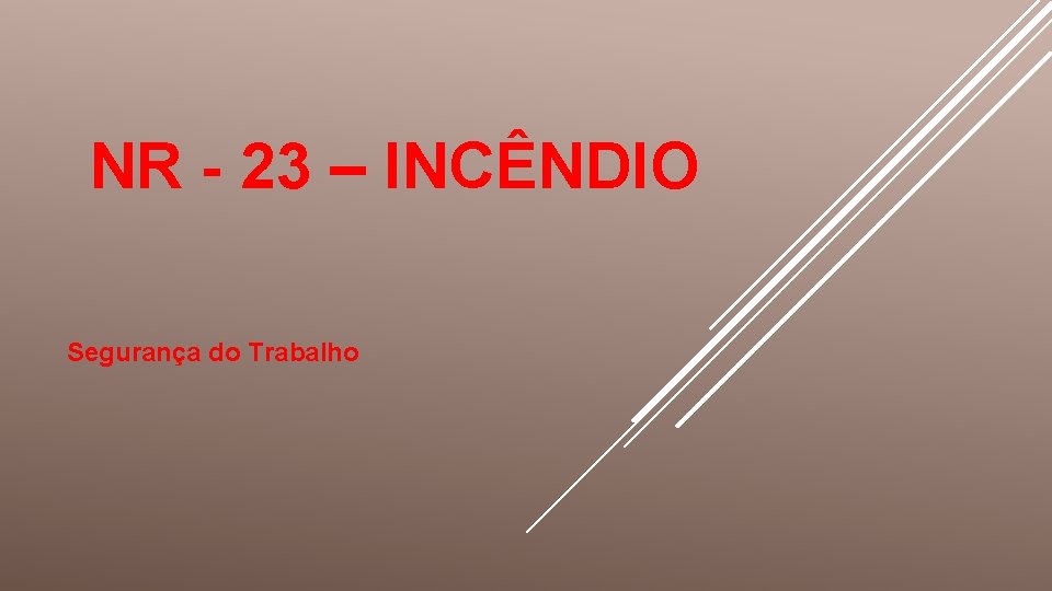 NR 23 INCNDIO Segurana do Trabalho INTRODUO NR
