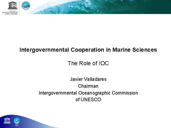 Intergovernmental Cooperation in Marine Sciences The Role of