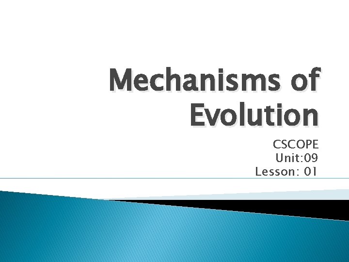 Mechanisms of Evolution CSCOPE Unit 09 Lesson 01