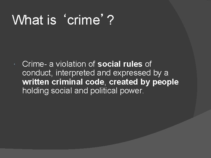 WHAT IS CRIME Bell Ringer How do YOU