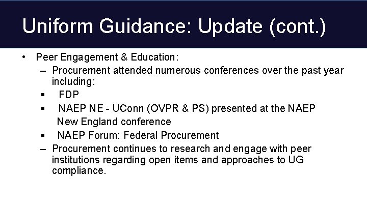 Procurement Update Presented to RAWG Presented by Procurement