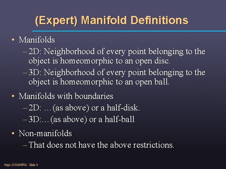 Characteristics of an Object Gopi ICS 280 F