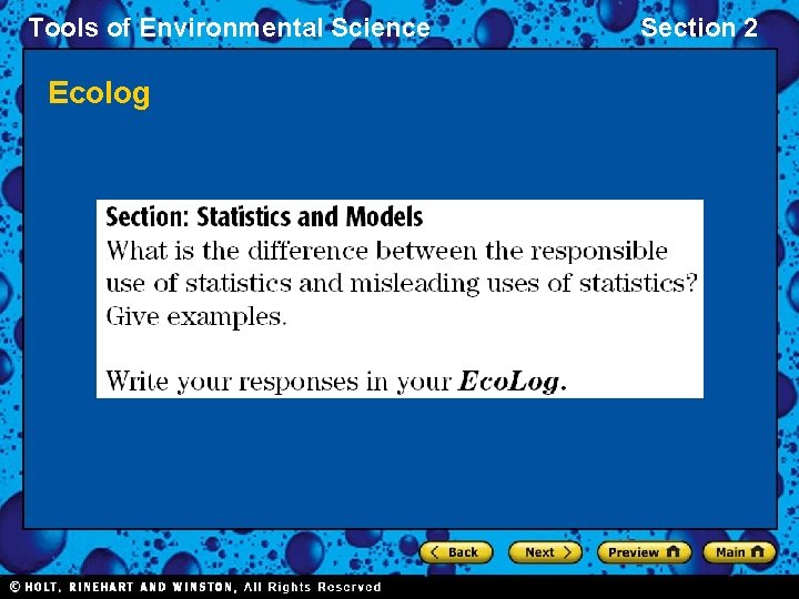 Tools of Environmental Science Ecolog Section 2 Tools