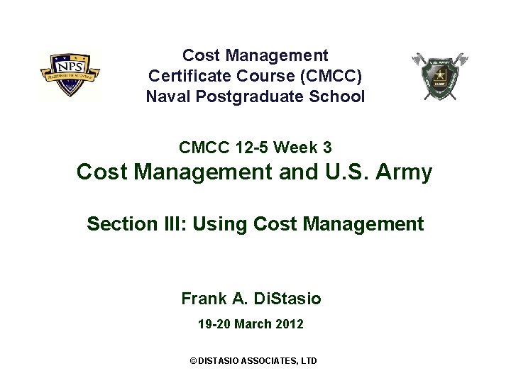 Cost Management Certificate Course CMCC Naval Postgraduate School