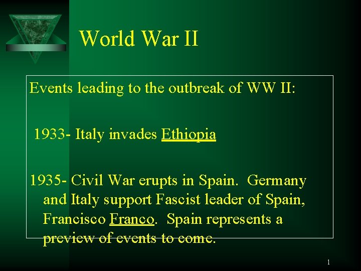 World War II Events leading to the outbreak