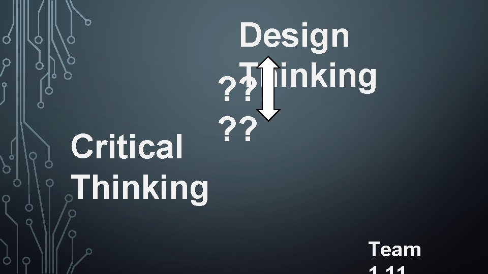 Design Thinking Critical Thinking Team Two Questions What