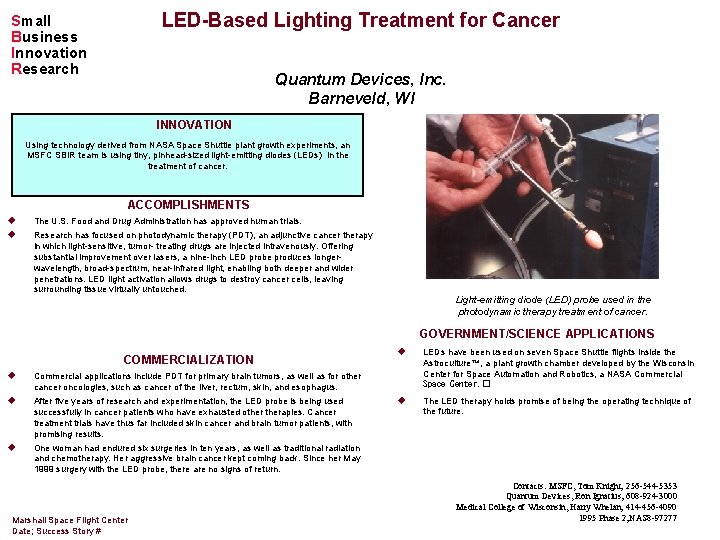 LEDBased Lighting Treatment for Cancer Small Business Innovation