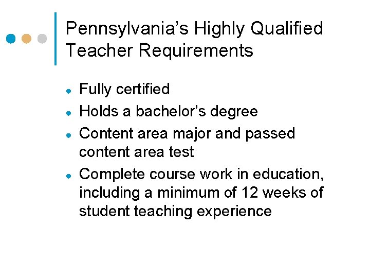Ensuring Teacher Quality in Pennsylvania Abe Feuerstein Virginia