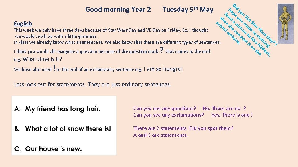 Di Good morning Year 2 Tuesday May S