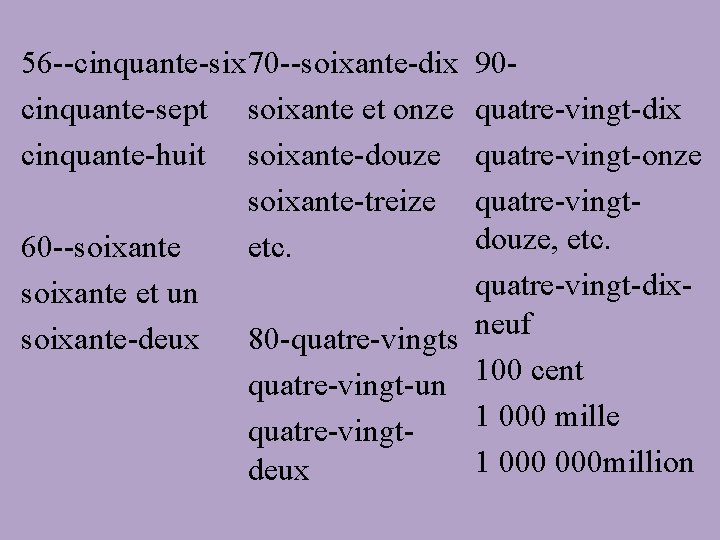 les nombres zro un deux trois quatre cinq