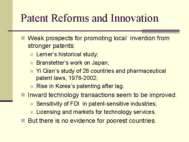 Does TRIPS Raise Problems for Innovation in Developing