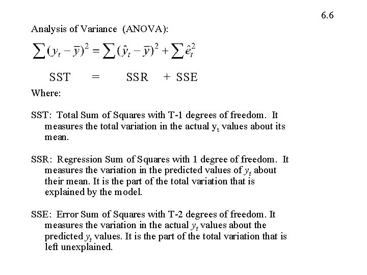 Ch 6 Simple Linear Regression Continued 6 1