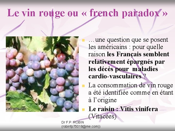 Le vin et la sant Dr Franois ROBIN