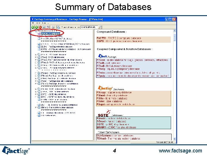 Fact Sage Browser the navigation tool for Database