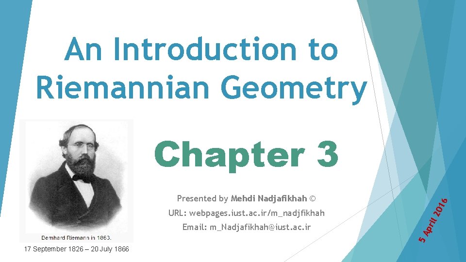 An Introduction to Riemannian Geometry Chapter 3 01