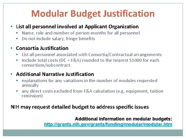 Budget Building Blocks for Investigators NIH Virtual Seminar