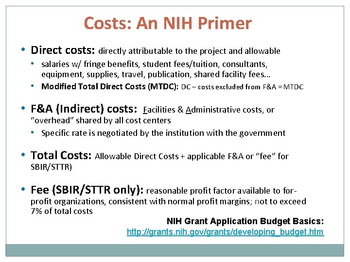 Budget Building Blocks for Investigators NIH Virtual Seminar