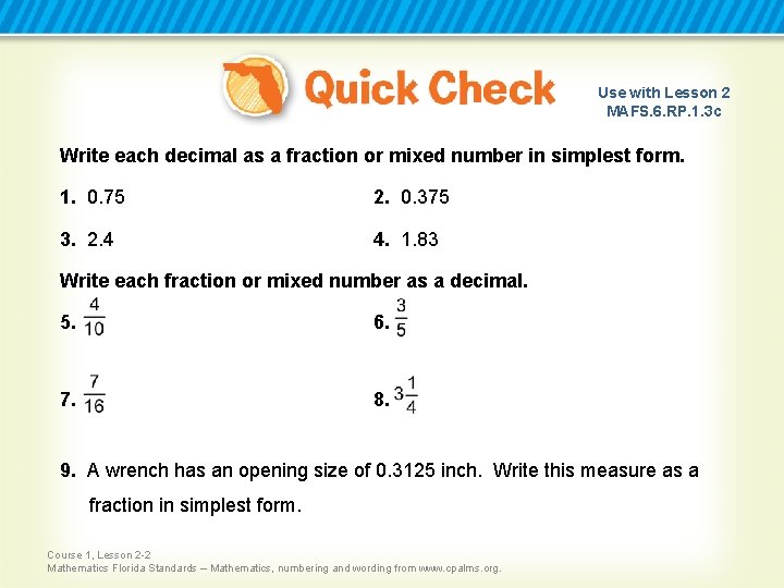 Use with Lesson 2 MAFS 6 RP 1