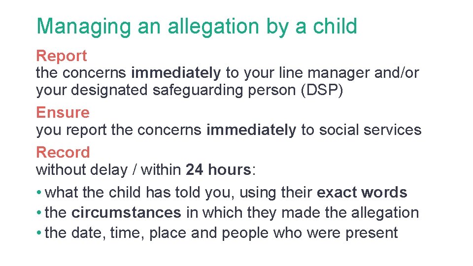 Sources of concern The general public the child