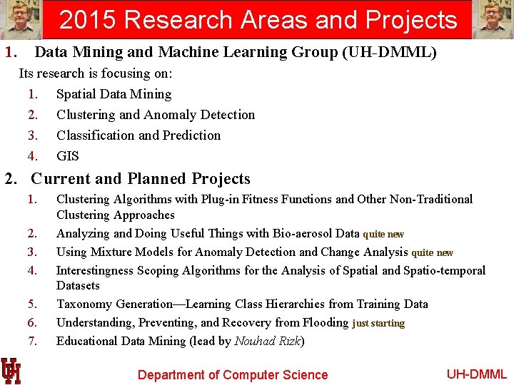 2015 Research Areas and Projects 1 Data Mining