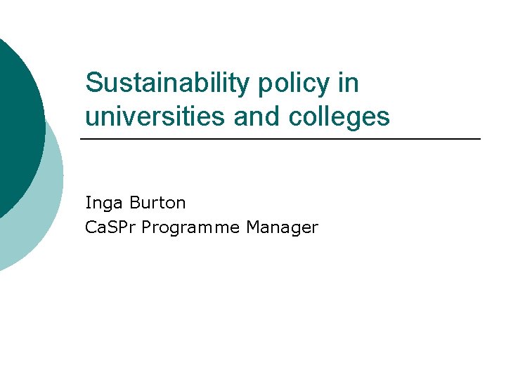 Sustainability performance EAUCScotland Campus Sustainability Programme ...