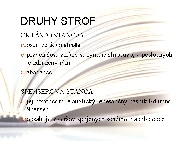 LYRICK POZIA Literrne termny VER STROFA RM RM