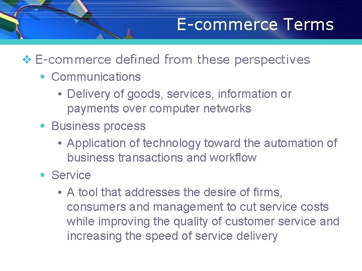 Ecommerce Semester Genap 2009 Introduction to Ecommerce Semester