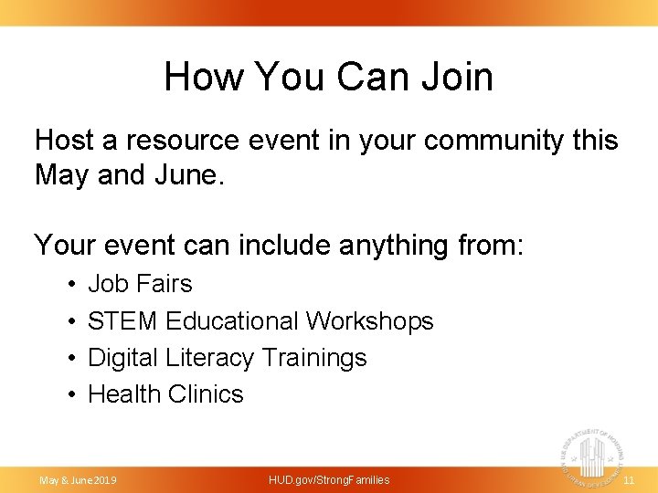 HUD govStrong Families 1 HUD Strong Families Initiative